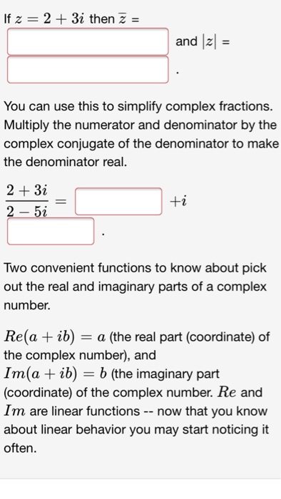 Solved (1 point) For some practice working with complex | Chegg.com