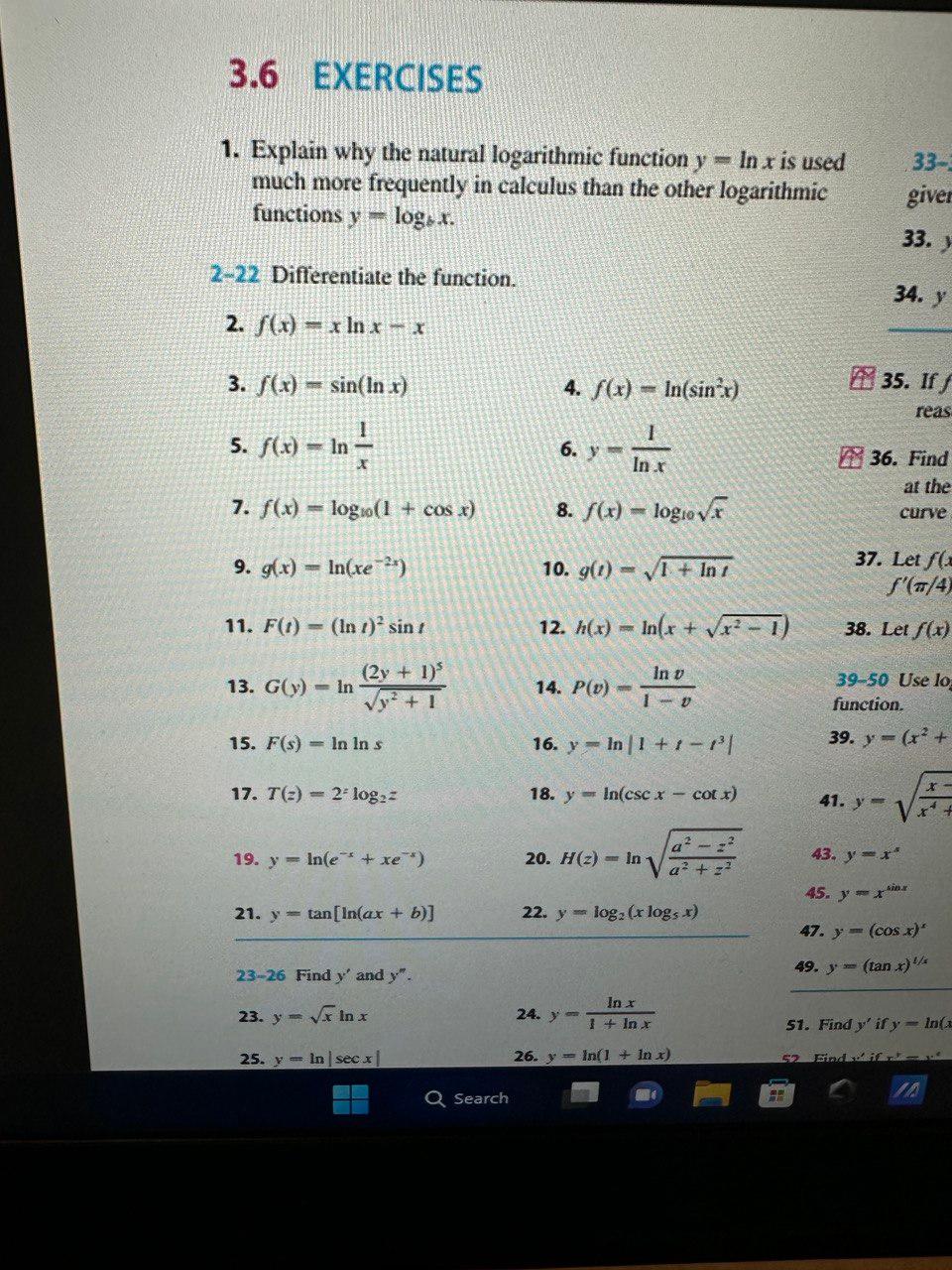 Solved 1. Explain why the natural logarithmic function y=lnx | Chegg.com