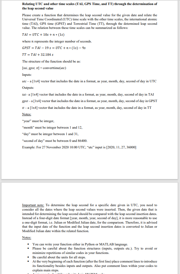 Relating UTC and other time scales (TAI, GPS Time, | Chegg.com