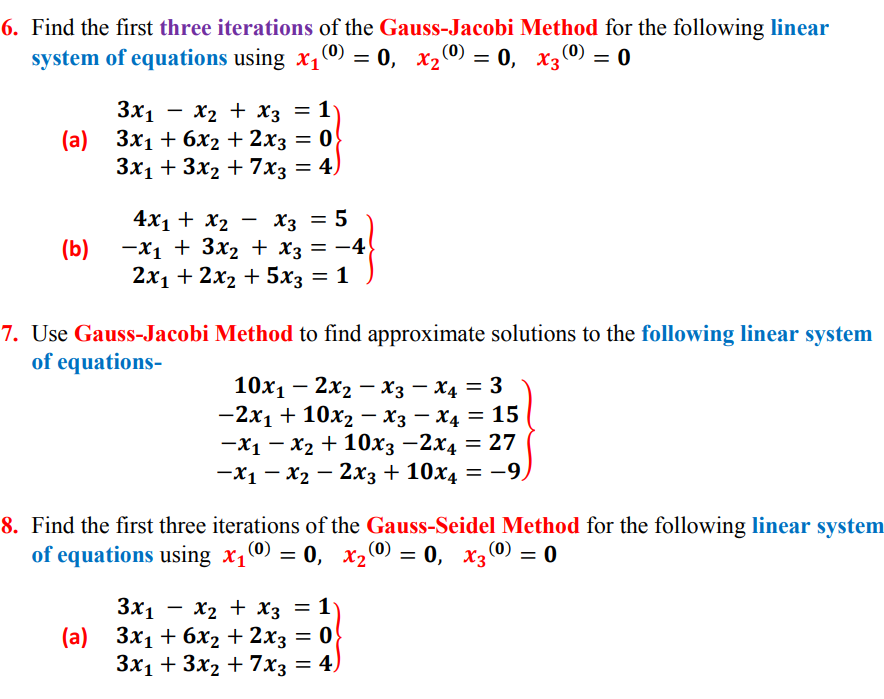 6. Find the first three iterations of the | Chegg.com