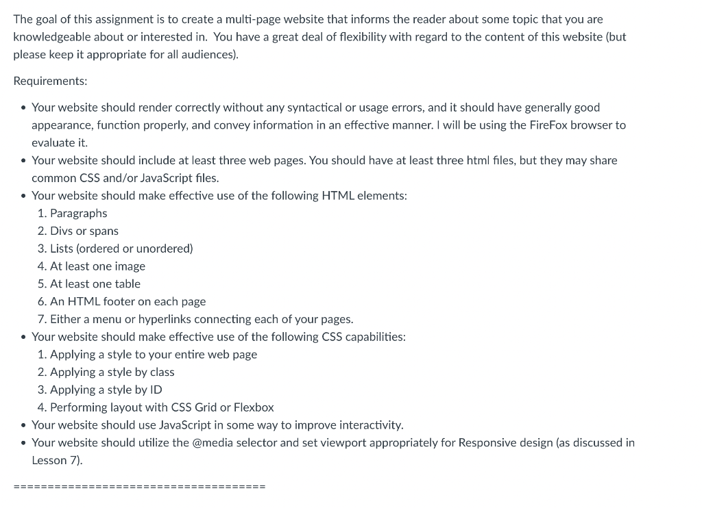 Solved The goal of this assignment is to create a multi-page | Chegg.com