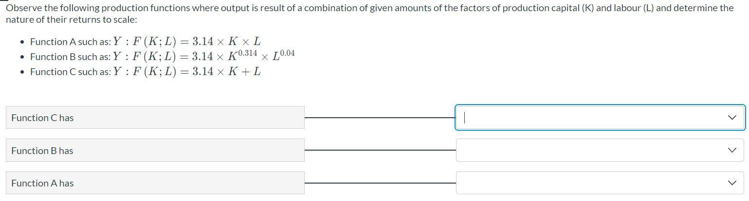 Solved Observe the following production functions where | Chegg.com