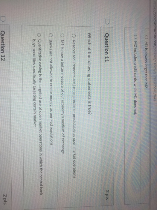 Solved https://gcccd.instructure.com/courses/11685 0 M1 is | Chegg.com