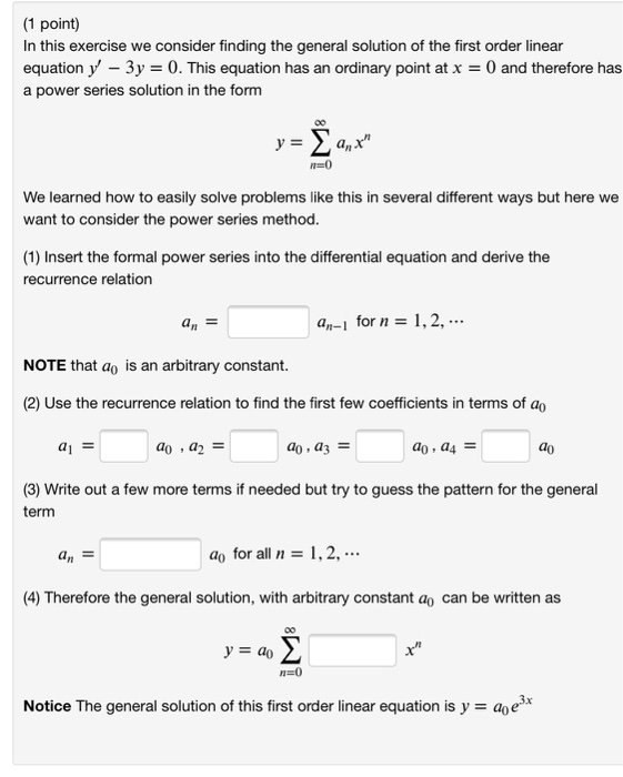 Solved (1 point) In this exercise we consider finding the | Chegg.com Solved (1 point) In this exercise we consider finding the | Chegg.com