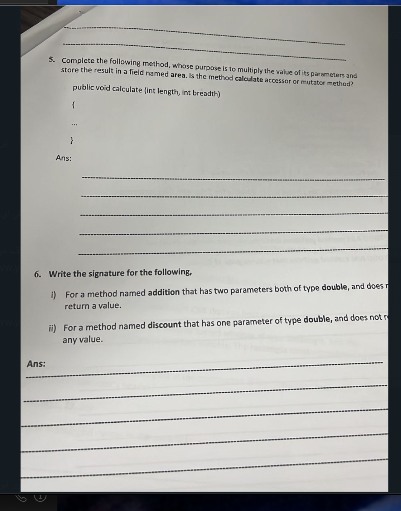 Solved 5. Complete the following method, whose purpose is to | Chegg.com