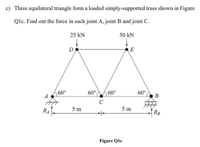 Solved c) Three equilateral triangle form a loaded | Chegg.com