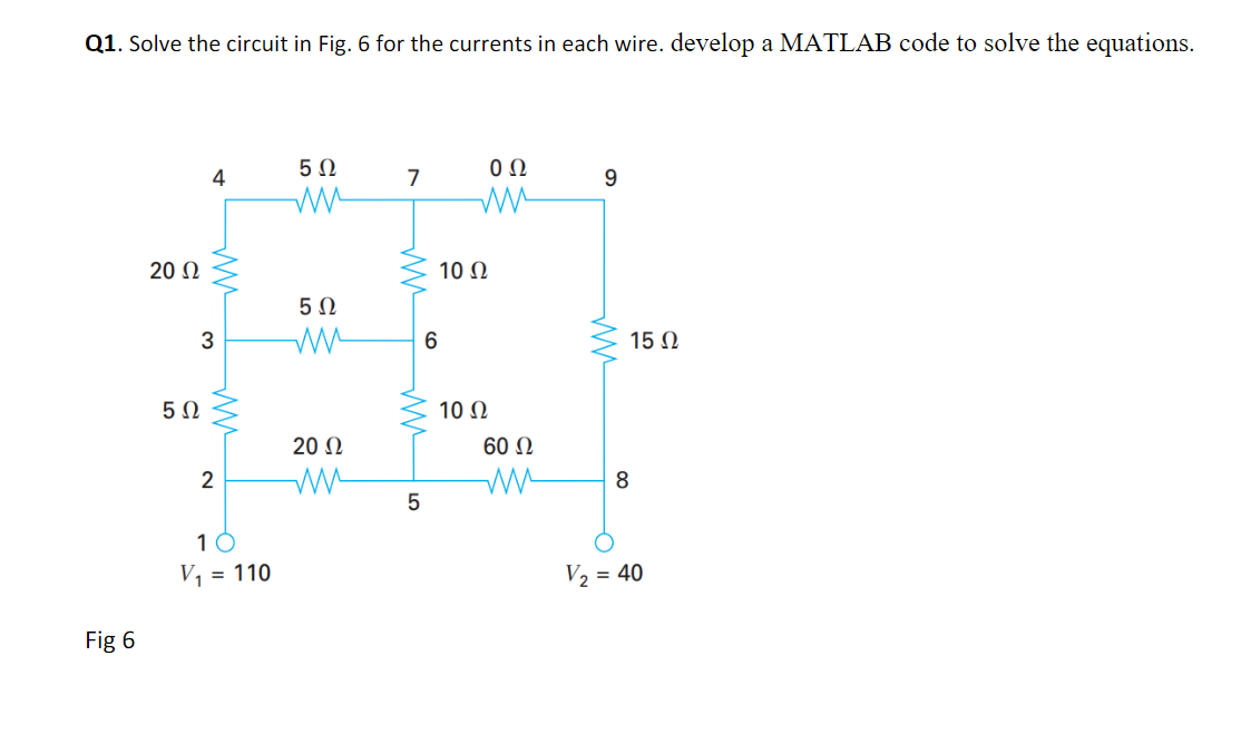 Solved Q1. Solve the circuit in Fig. 6 for the currents in | Chegg.com