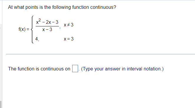 Solved At what points is the following function continuous? | Chegg.com