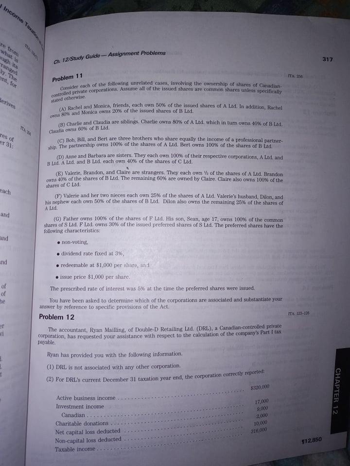 Solved income re 317 Ch 12/Study Guide Assignment Problems | Chegg.com
