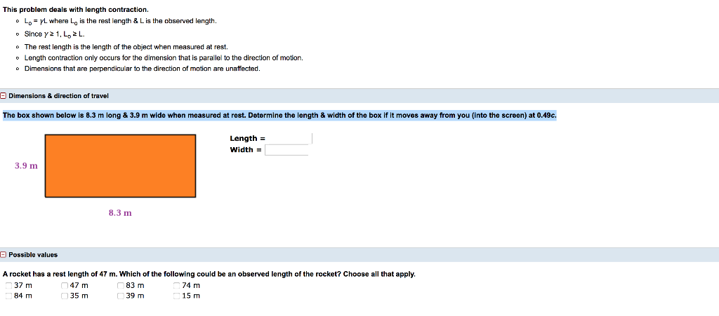 Solved This problem deals with length contraction. Lo = VL | Chegg.com