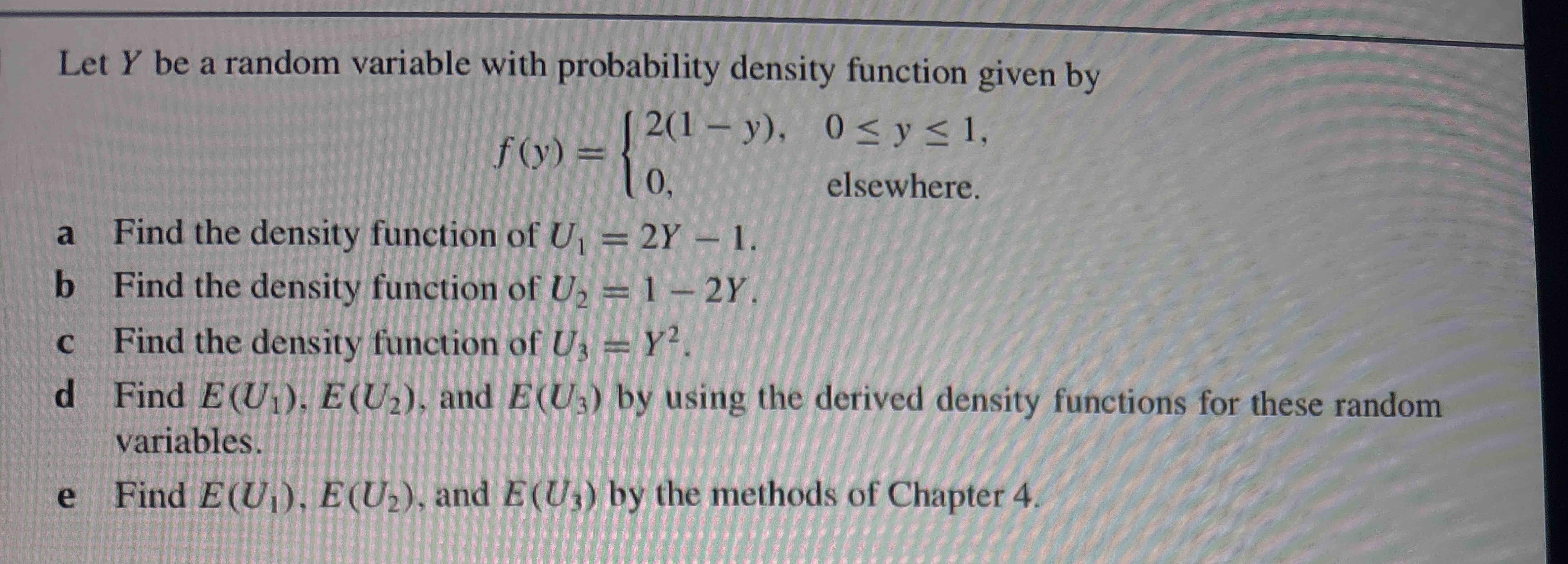 Let Y be ﻿a random variable with probability density | Chegg.com
