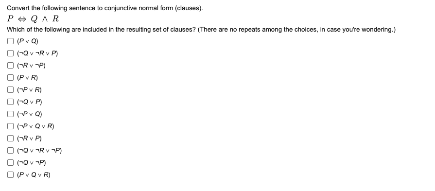 Solved Convert The Following Sentence To Conjunctive Normal 