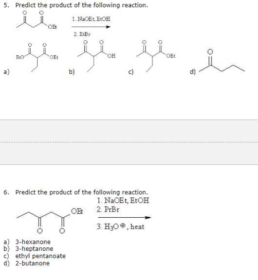Solved Predict the product of the following reaction. 5. 1 . | Chegg.com