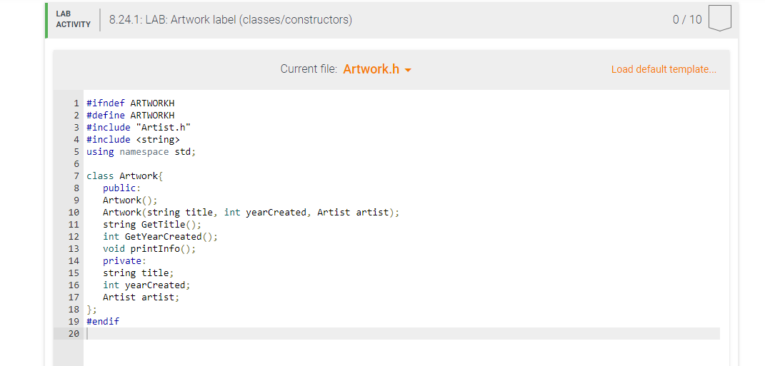 Solved Given main0, complete the Artist class (in files | Chegg.com