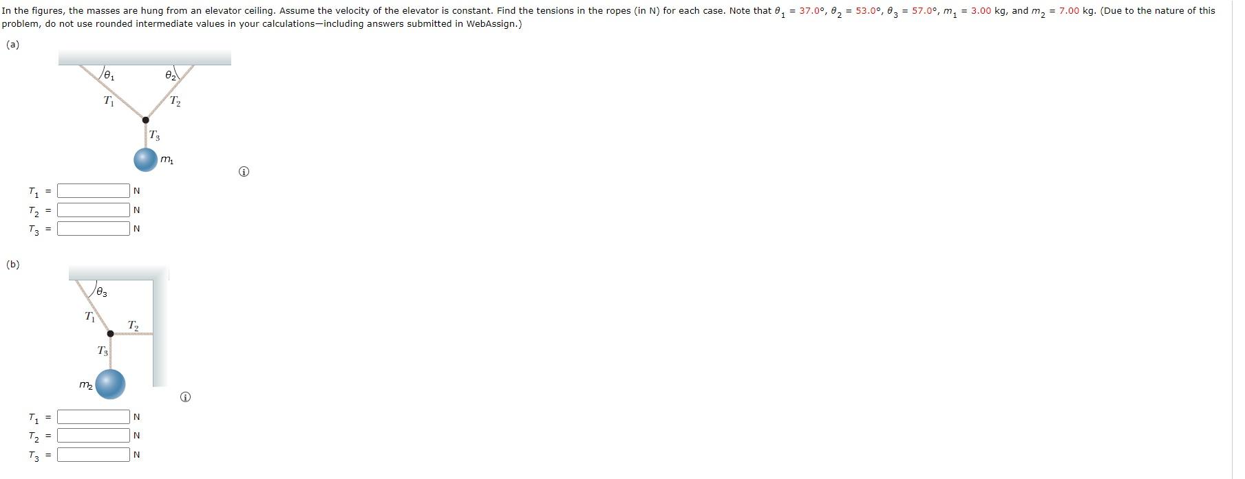 Solved In the figures, the masses are hung from an elevator | Chegg.com