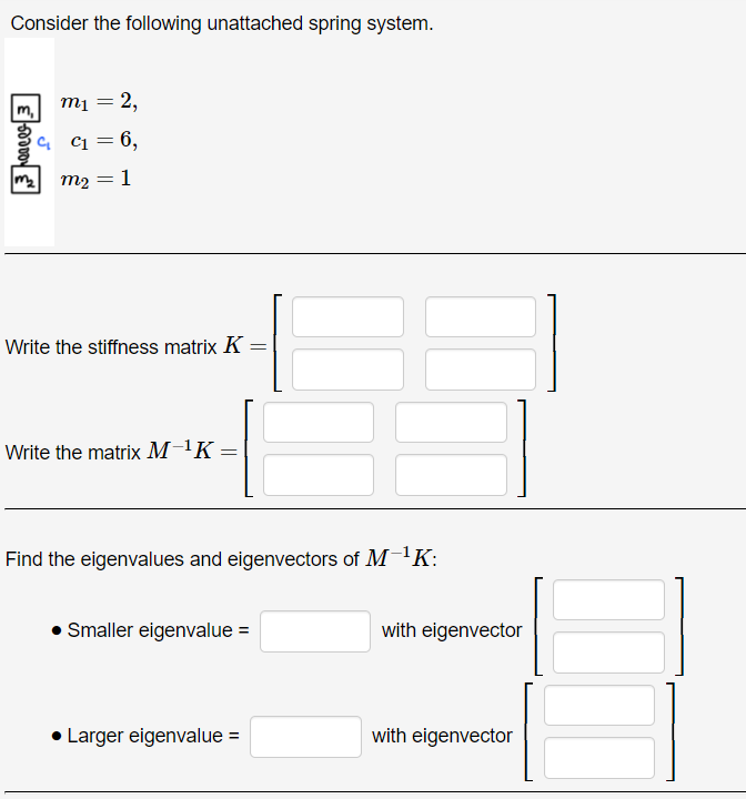 Solved Consider the following unattached spring system. m, | Chegg.com