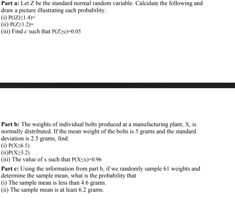 Solved Part a: Let Z be the standard normal random variable. | Chegg.com