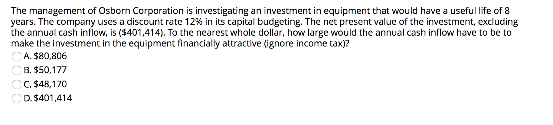 Solved The management of Osborn Corporation is investigating | Chegg.com