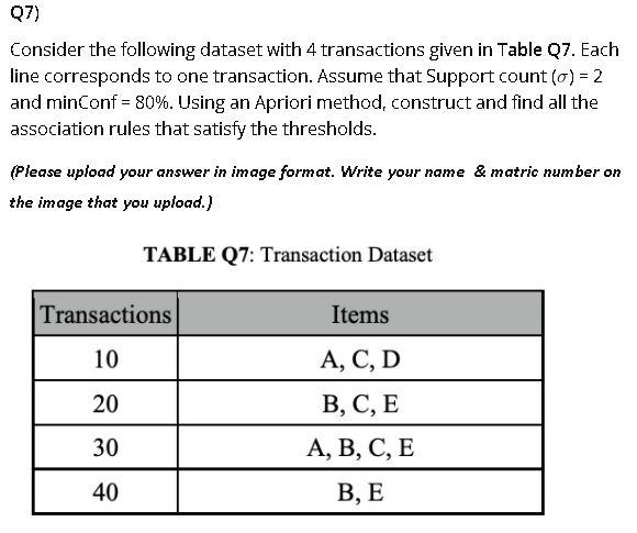 Solved 07) Consider the following dataset with 4 | Chegg.com
