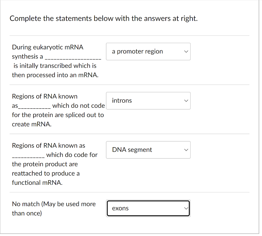 Solved Choose: - Introns - A promoter region - DNA segment - | Chegg.com