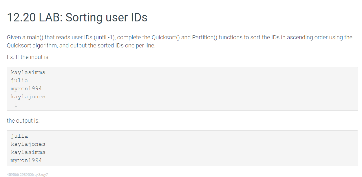 Solved Given a main() that reads user IDs (until -1), | Chegg.com