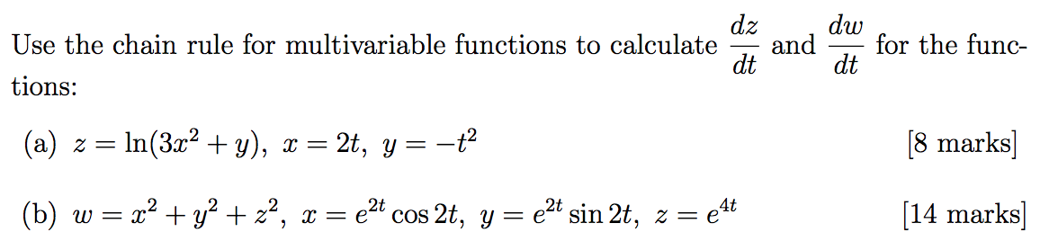 Solved dz dw Use the chain rule for multivariable functions | Chegg.com