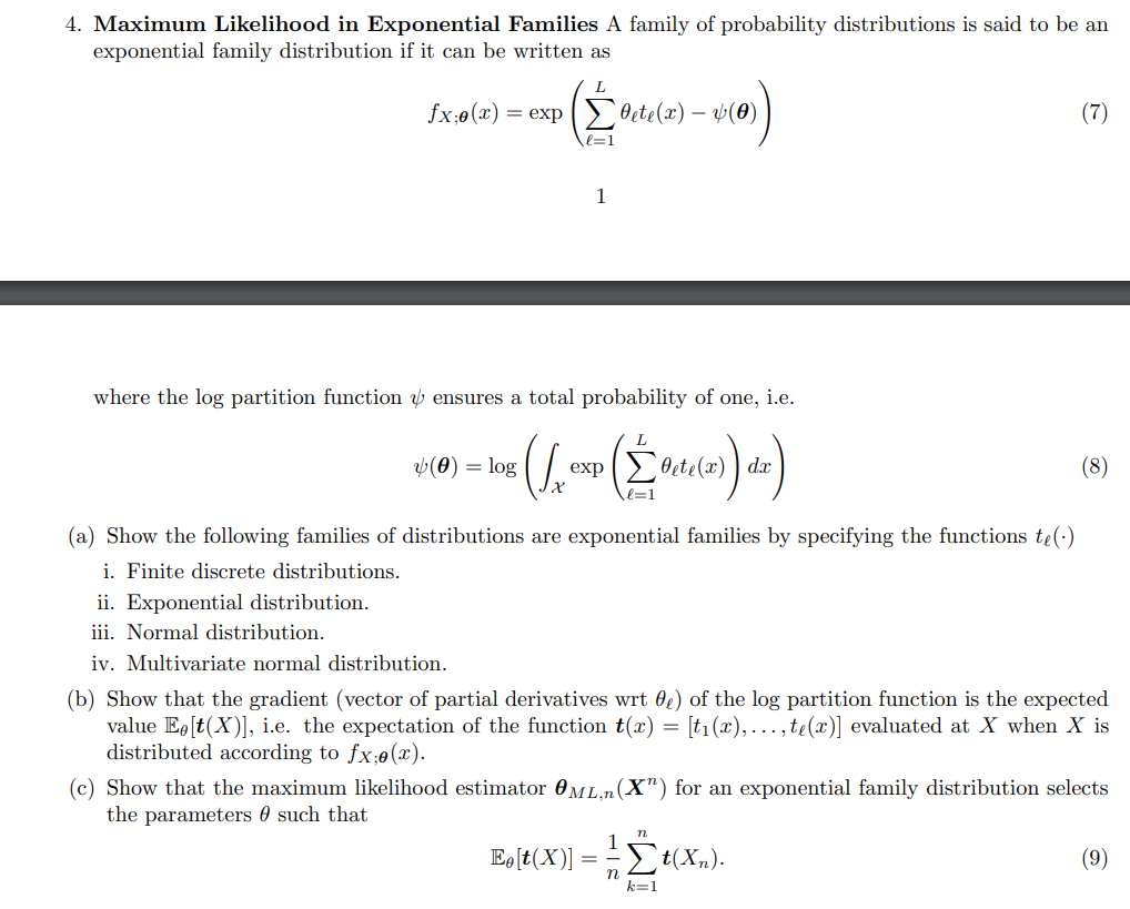 Solved 4. Maximum Likelihood in Exponential Families A | Chegg.com
