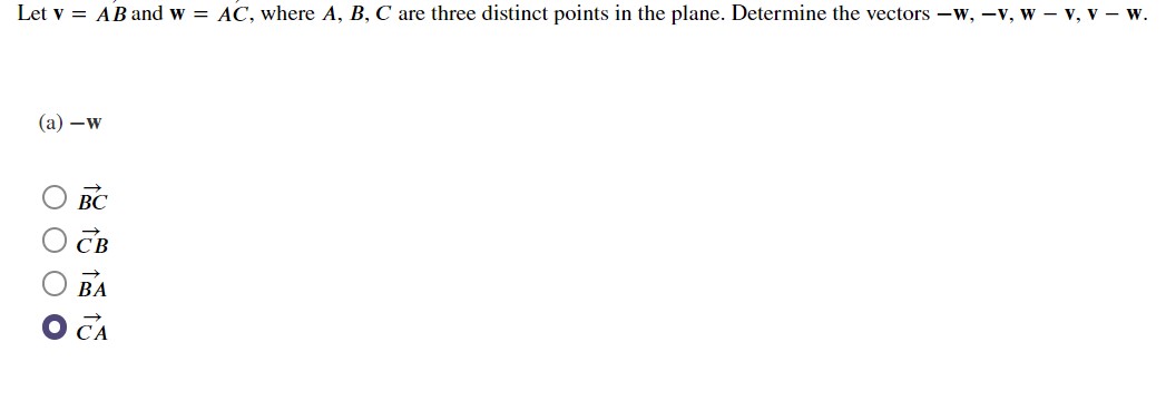 Solved Let v=AB ﻿and w=AC, ﻿where A,B,C ﻿are three distinct | Chegg.com