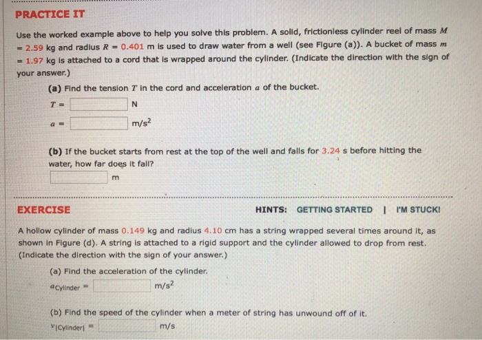 Solved EXAMPLE 8.11The Falling Bucket GOAL Combine Newton's | Chegg.com