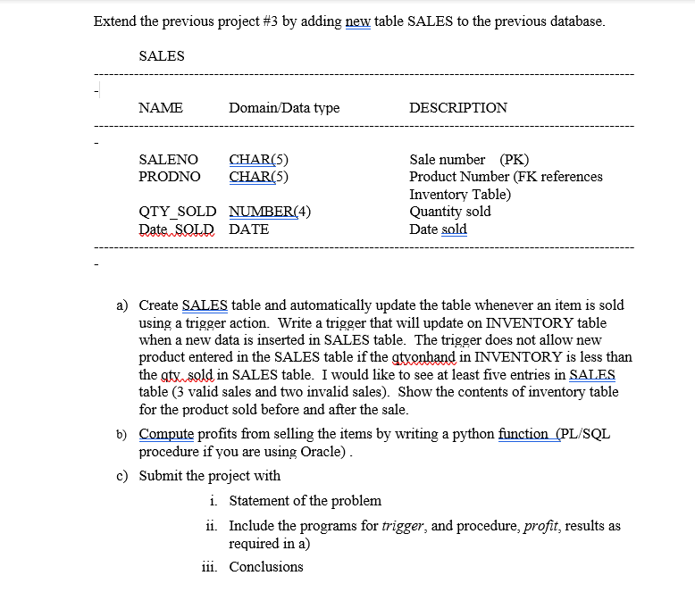 Solved Extend the previous project \#3 by adding new table | Chegg.com
