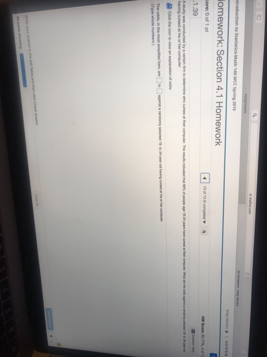 Solved Omework Section 4 1 Homework Core 0 Of 1 Pt 1 39