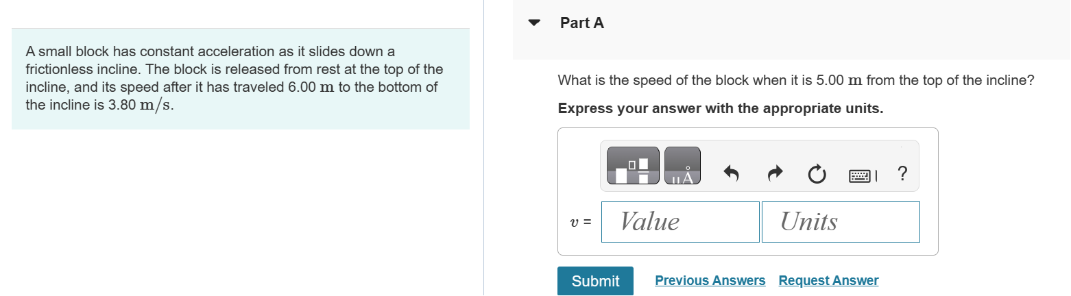 Solved Part AA small block has constant acceleration as it | Chegg.com