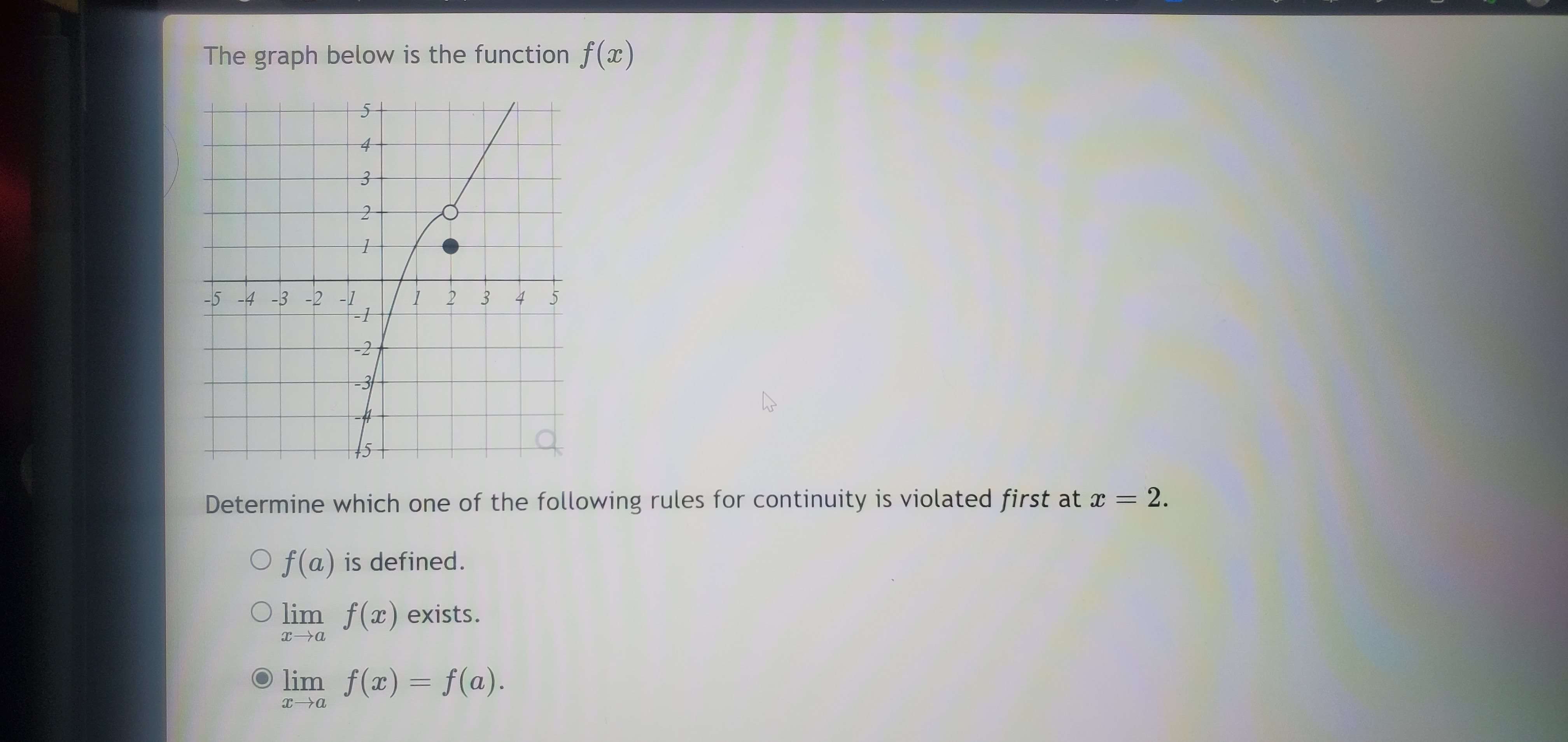 Solved The graph below is the function f(x) Determine which | Chegg.com