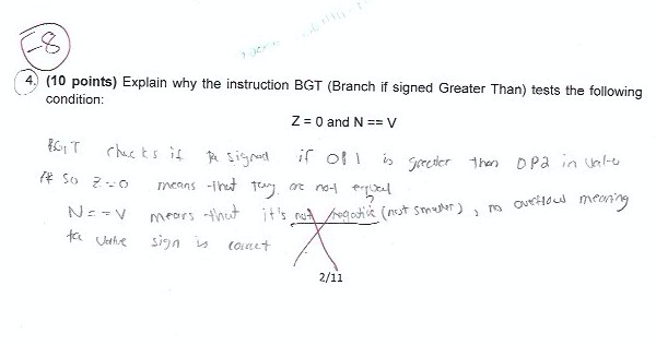 Solved 4. (10 points) Explain why the instruction BGT | Chegg.com