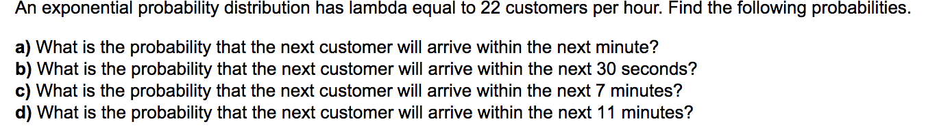 Solved An exponential probability distribution has lambda | Chegg.com