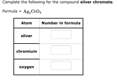 Solved Complete the followinf thund silver chromate. | Chegg.com