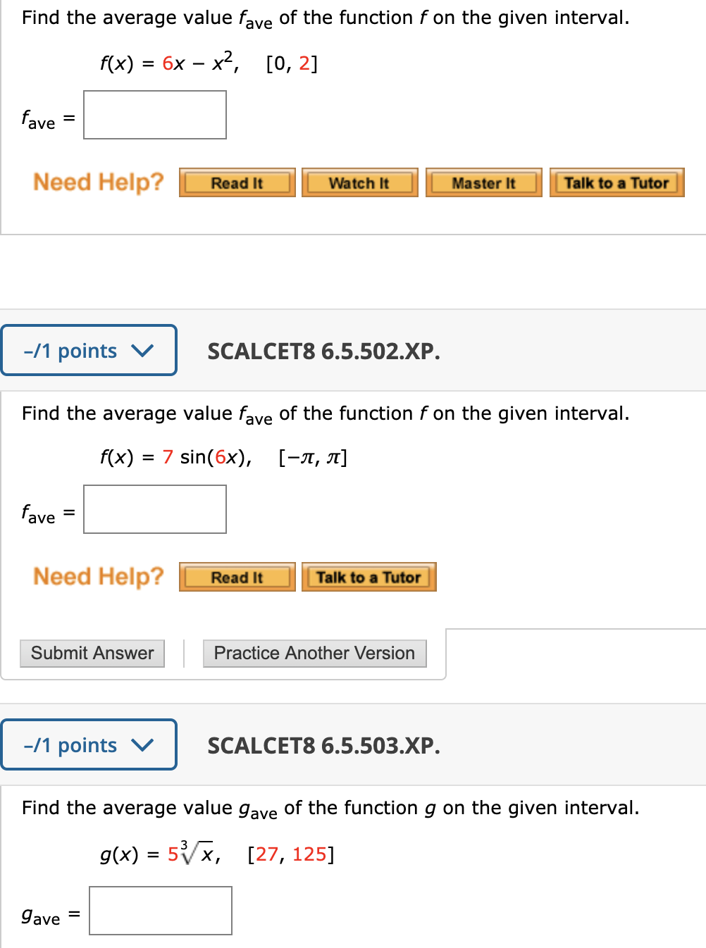 Solved Find the average value fave of the function f on the | Chegg.com