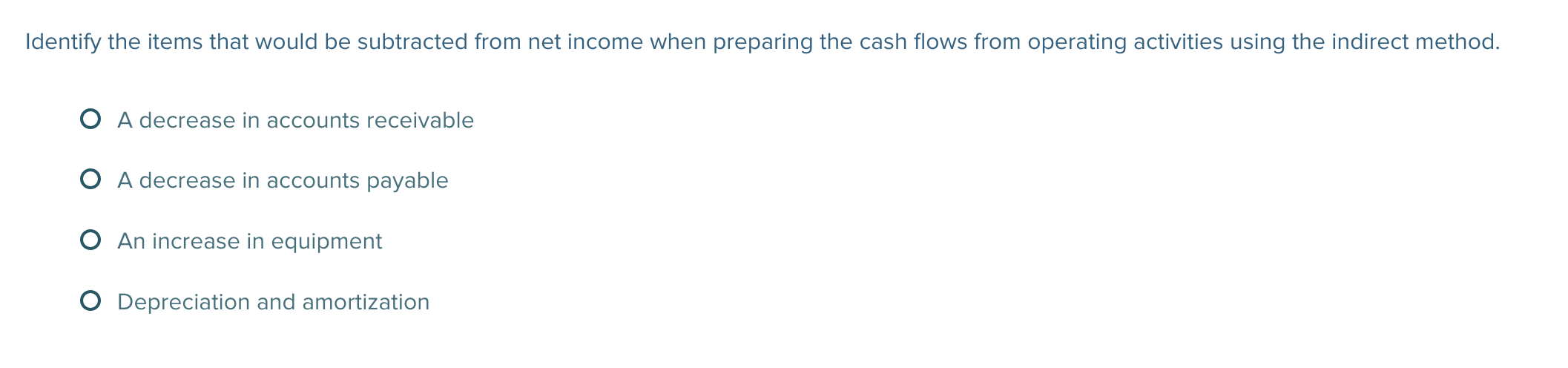 Solved Identify the items that would be subtracted from net | Chegg.com