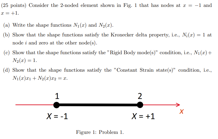 Solved (25 points) Consider the 2 -noded element shown in | Chegg.com