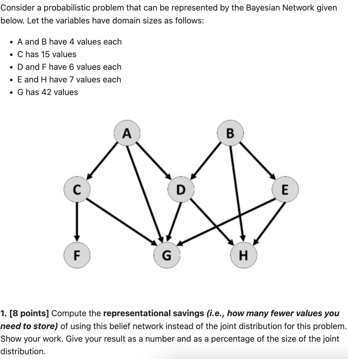Solved 1. [8 ﻿points] ﻿Compute the representational savings | Chegg.com
