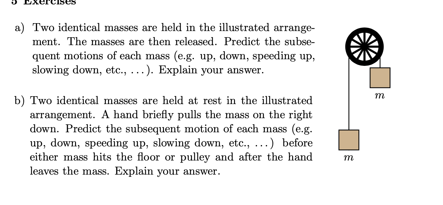 Solved Dxercises a) Two identical masses are held in the | Chegg.com