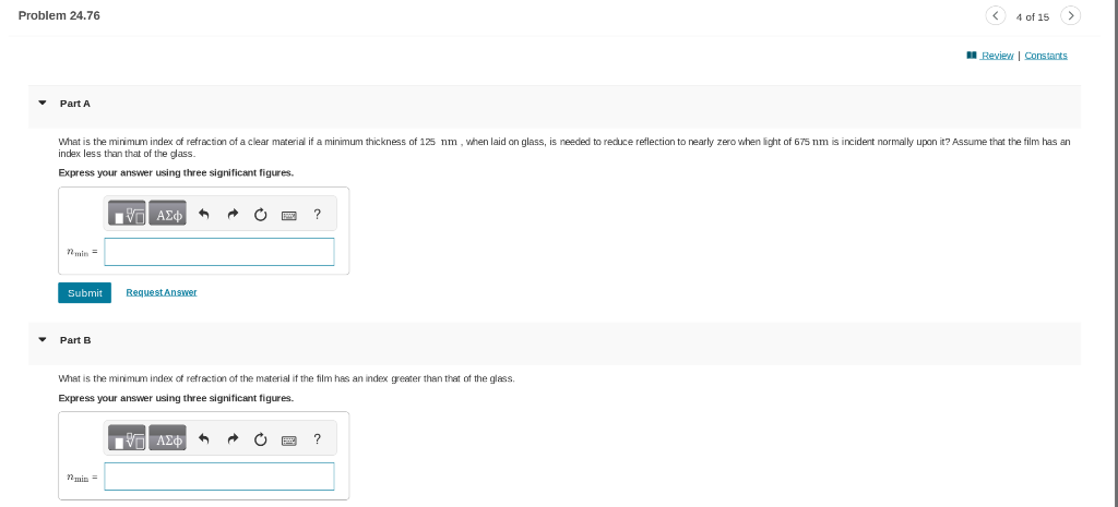 Solved index less than that of the glass. Express your | Chegg.com