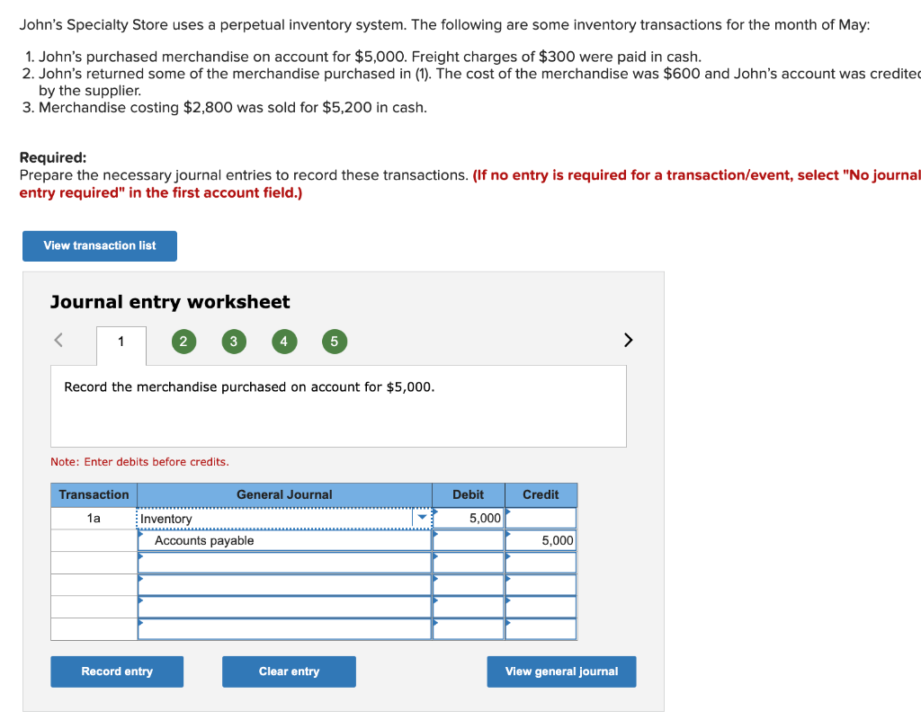 Solved John's Specialty Store uses a perpetual inventory | Chegg.com
