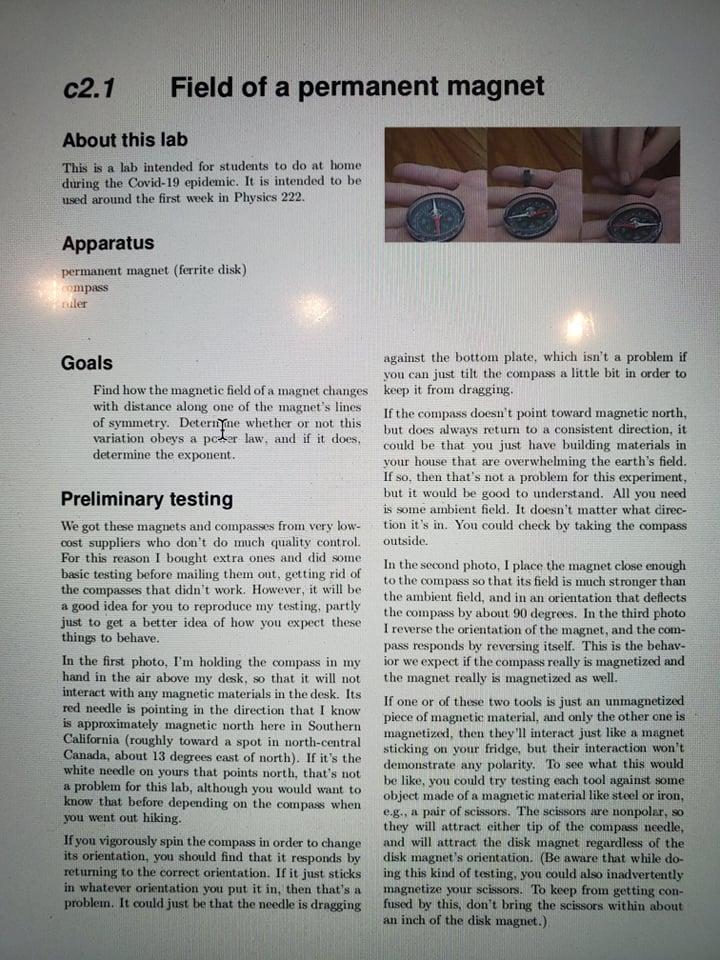 Solved c2.1 Field of a permanent magnet About this lab This | Chegg.com