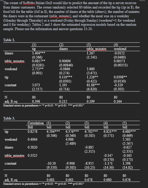 13. ﻿Using the statistics in Table 2, ﻿calculate the | Chegg.com