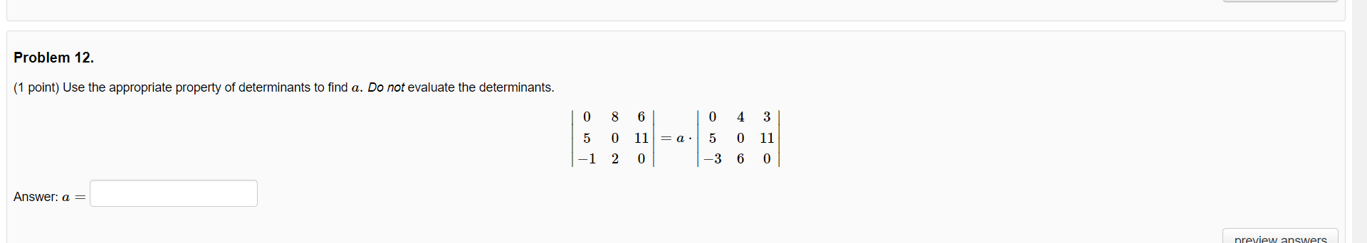 Solved Problem 12. (1 point) Use the appropriate property of | Chegg.com