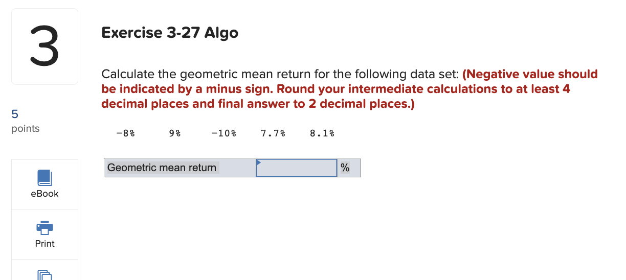 Solved Calculate the geometric mean return for the following | Chegg.com