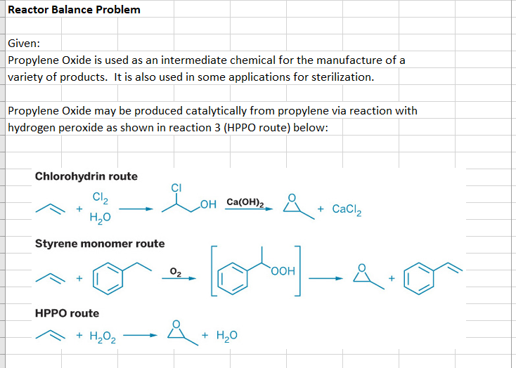 Solved Reactor Balance Problem Given: Propylene Oxide is | Chegg.com