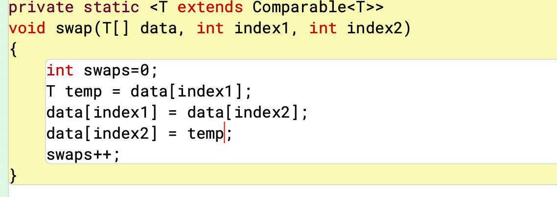 Solved java- I need to count the comparisons and swaps | Chegg.com