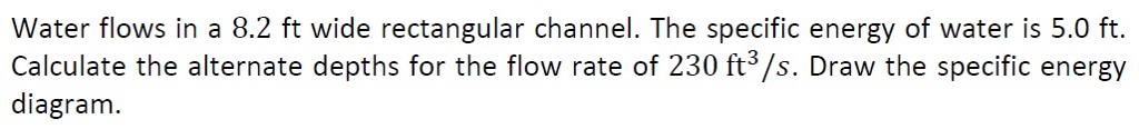 Solved Water flows in a 8.2 ft wide rectangular channel. The | Chegg.com
